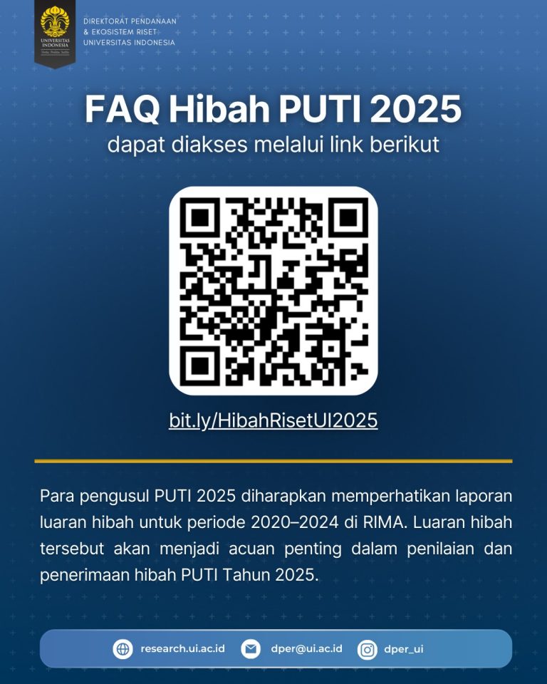 Hibah Riset UI 2025 – Direktorat Pendanaan dan Ekosistem Riset UI Hibah Riset UI 2025 – Direktorat Pendanaan dan Ekosistem Riset UI