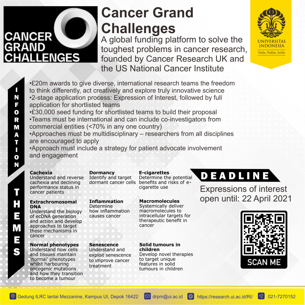 Grand Cancer Challenges – Direktorat Pendanaan dan Ekosistem Riset UI